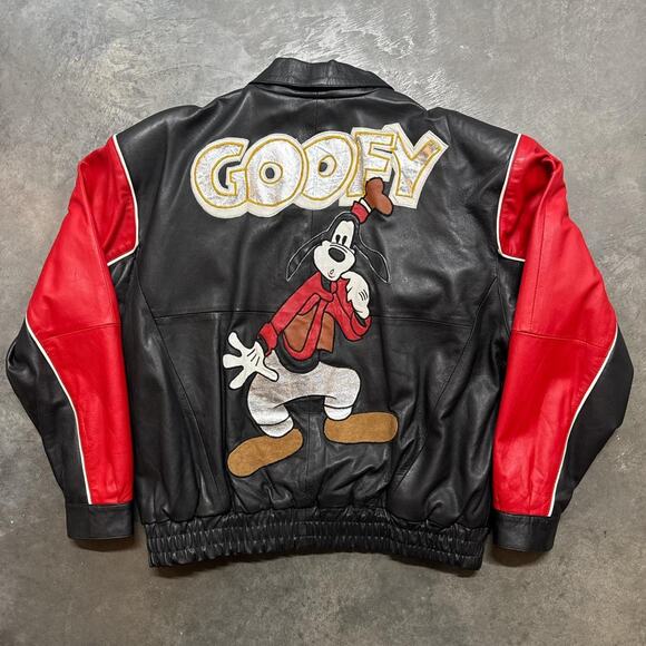 Disney | Jackets & Coats | Vintage 9s Goofy Disney Lamb Leather Jacket ...